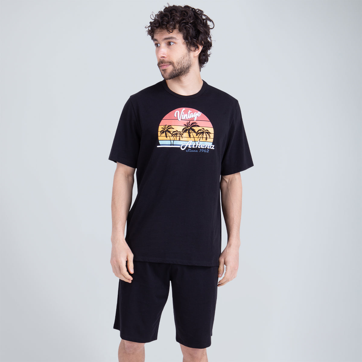 Pyjama court col rond homme Ecopack Sérigraphie Athena