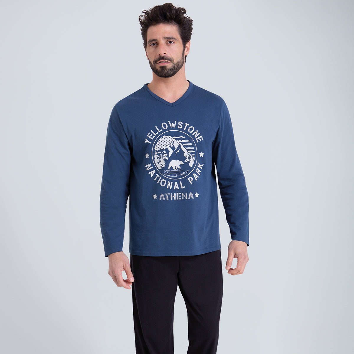 Pyjama long col V homme Ecopack Athena