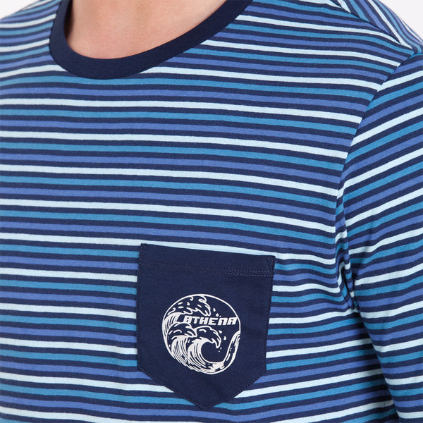 Pyjama court col rond homme Rayures Waves Athena